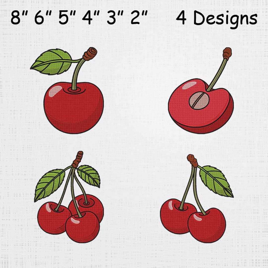 Cherry Set Embroidery - Cherry Machine File - Instant Download - 4 ...
