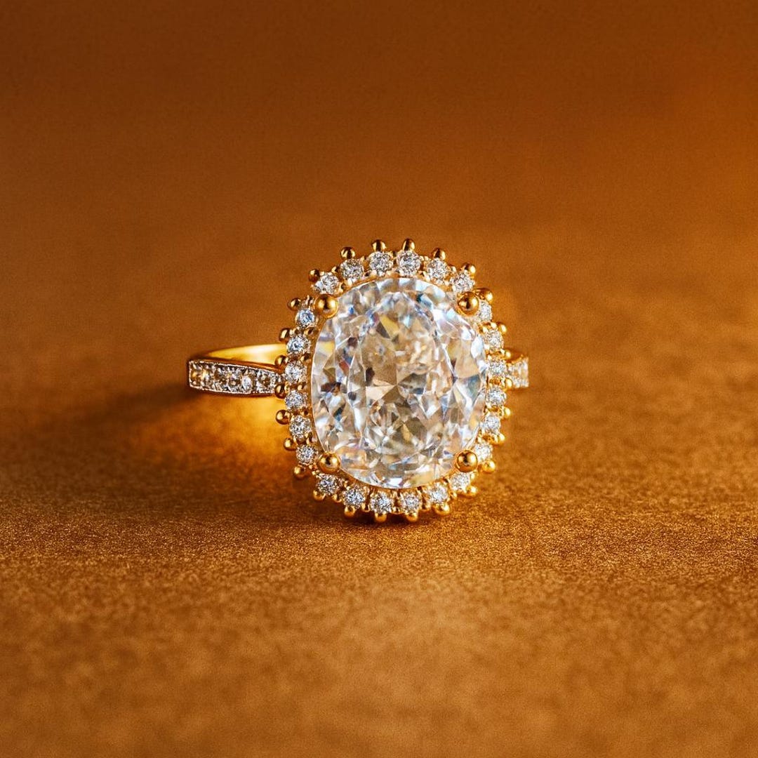 Pink or White Diamond Ice Flower Cut Ring | Adjustable Alloy Ring With ...