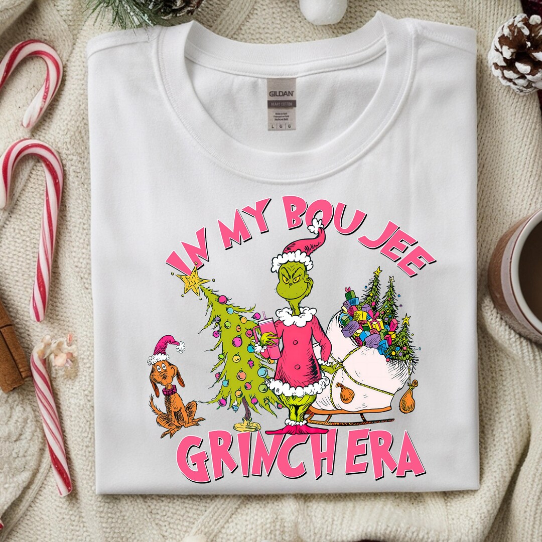 Comfort Colors Boujee Grinch Era Christmas Shirt S–2XL — Pink Holiday ...