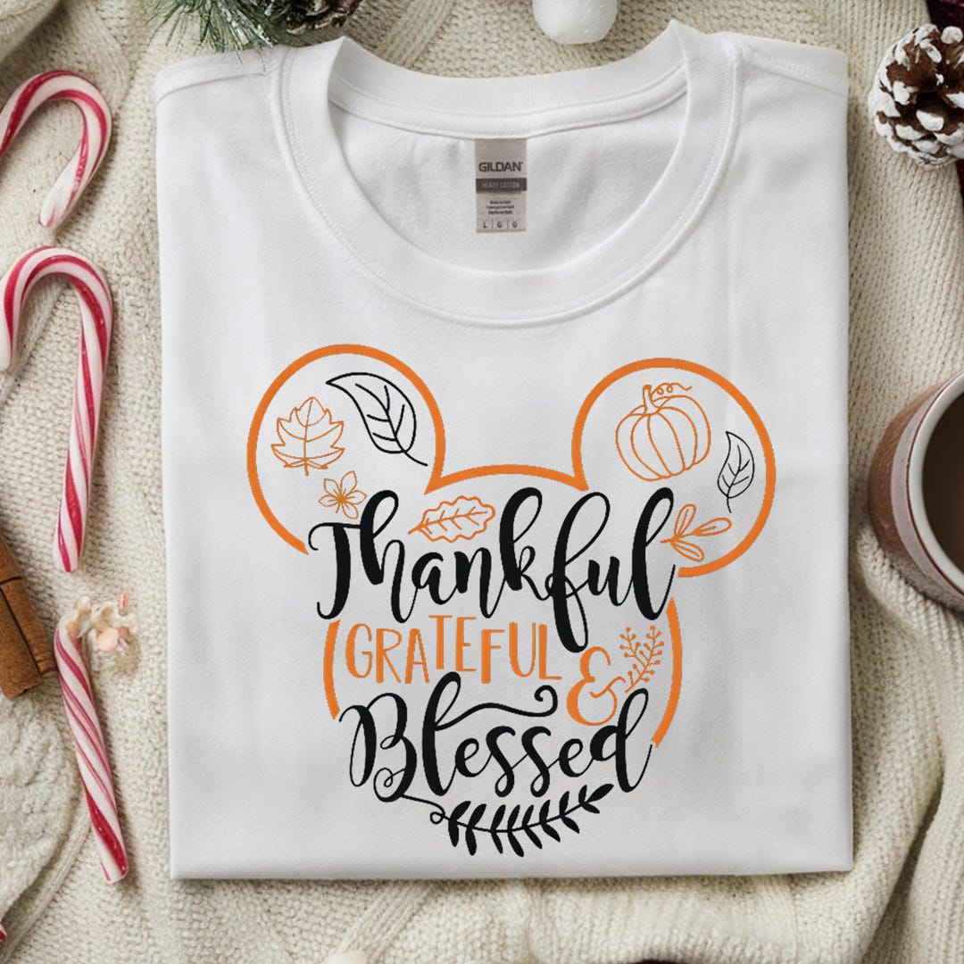 Comfort Colors Thankful Grateful Blessed Mouse T-shirt – Fall Leaves ...