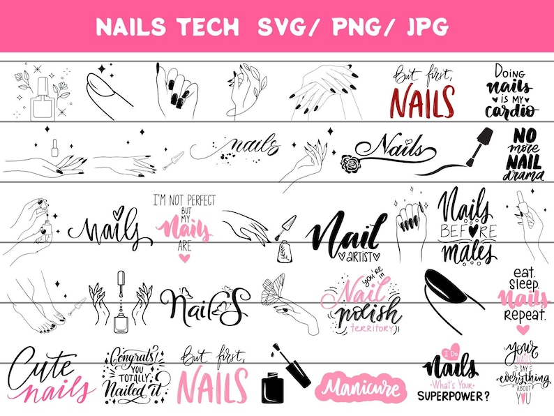 Nail Tech SVG Bundle: Nail Art Designs (digital Download) - Etsy