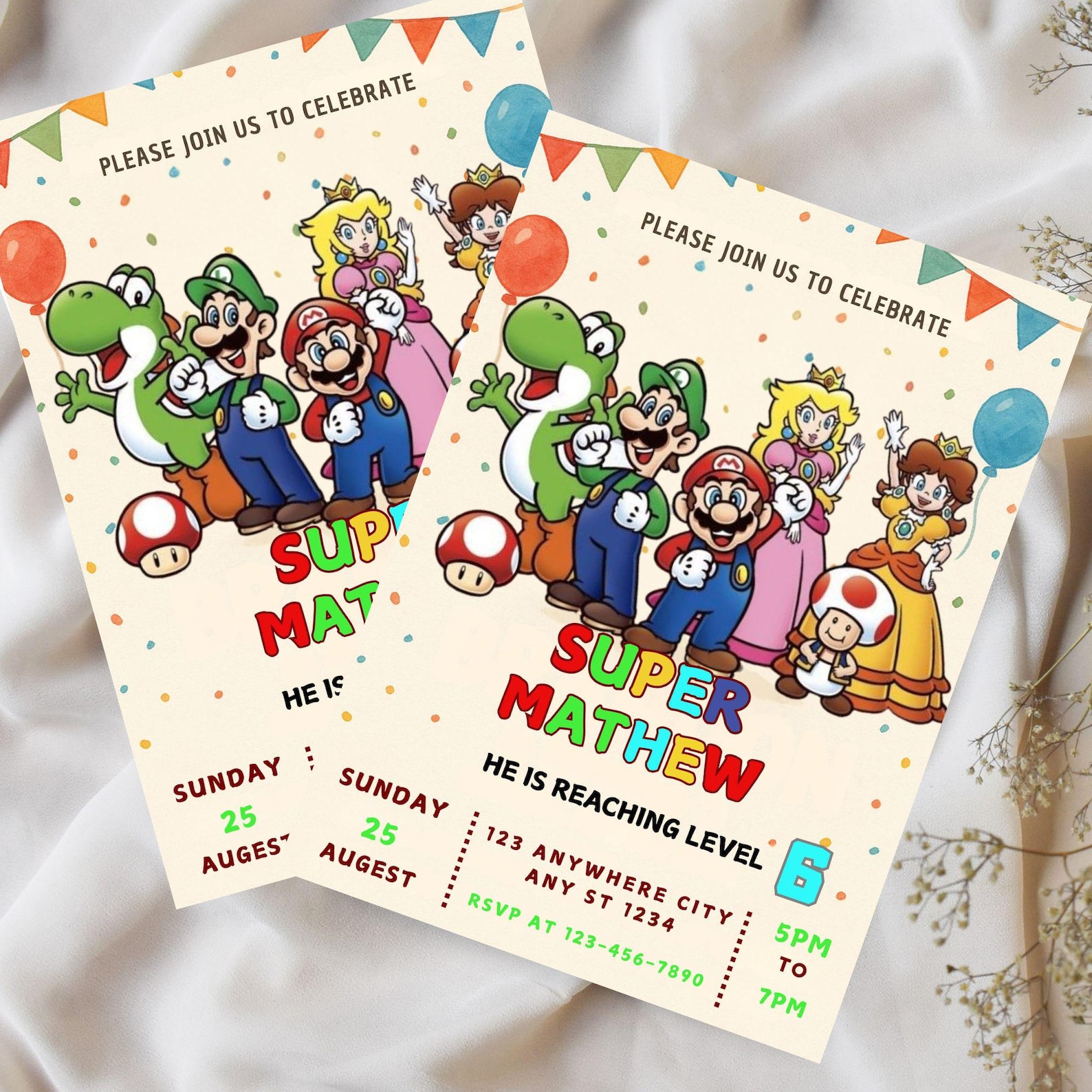 Editable Mario Bros Invitation, Super Mario Birthday Invitation ...