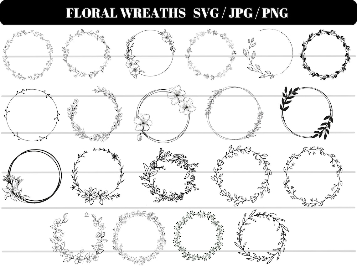 Floral Wreath SVG Bundle: Wedding Circle Frame (digital Download) - Etsy