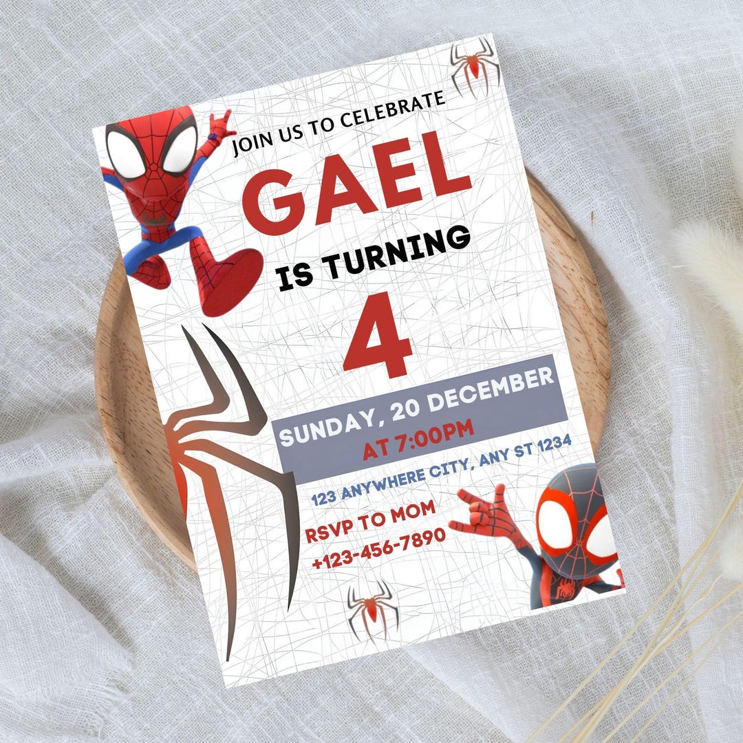 Editable Spidey Birthday Invitation, Spidey and His Amazing Friends ...