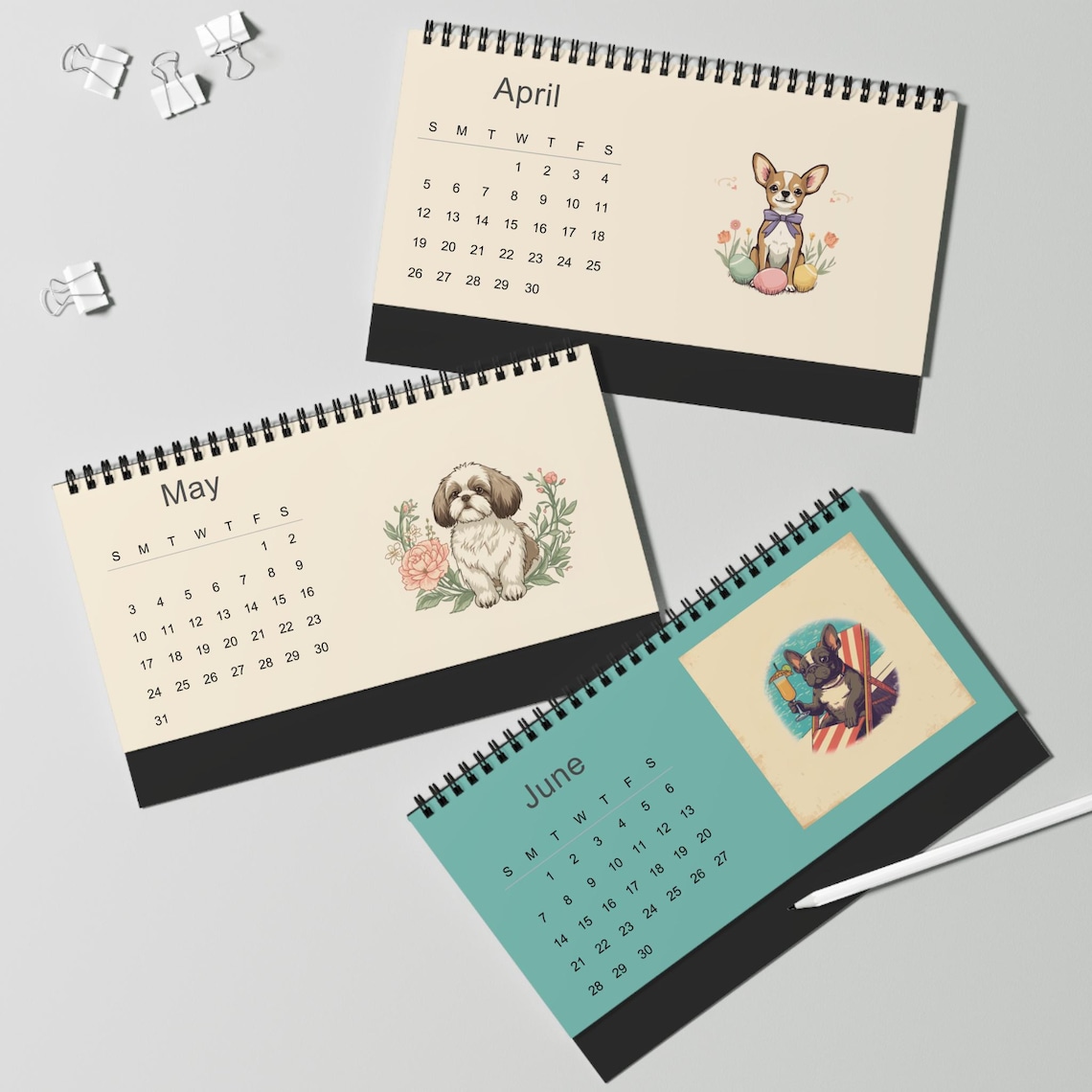 2026 Small Breed Dog Calendar Desktop Calendar | Monthly Planner - Etsy
