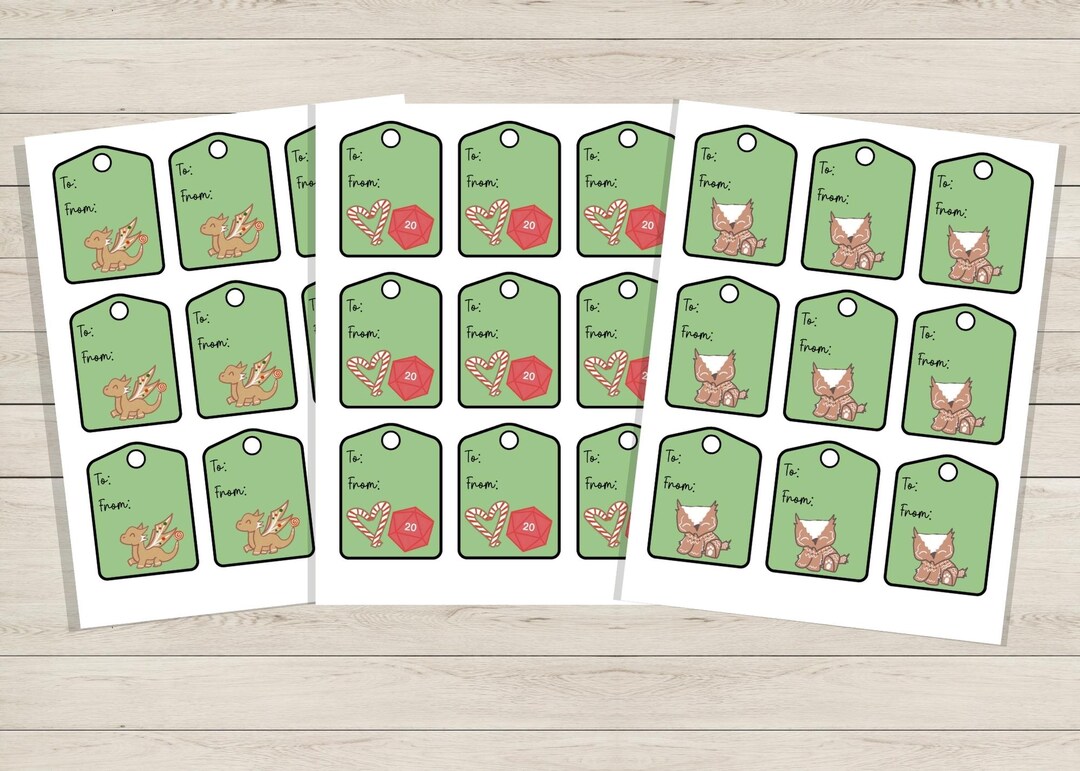 Printable Christmas Fantasy DND Gift Tags (PDF and PNG) - Etsy