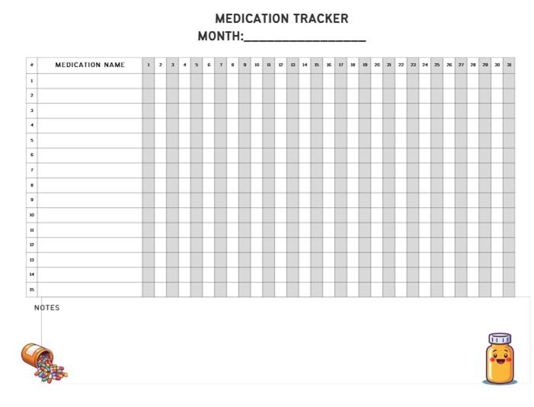 Monthly Medication Tracker Printable | Simple Pill & Vitamin Log (PDF ...