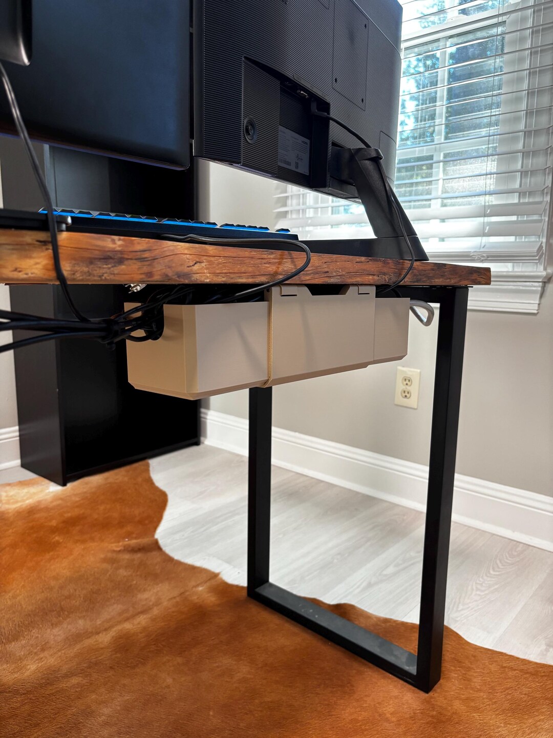 Under Desk Cable Organizer Tray - No Drill Cord Management Rack for ...