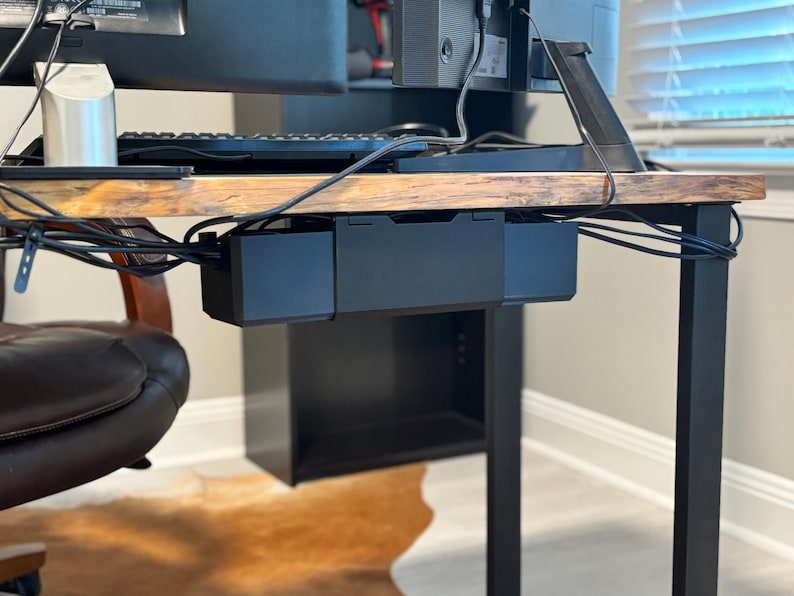 Under Desk Cable Organizer Tray - No Drill Cord Management Rack for ...