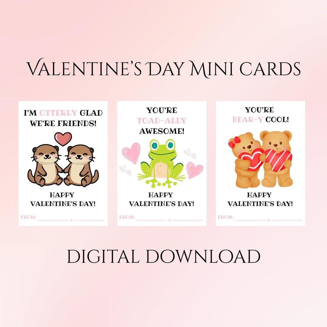 Animal Pun Valentines Day Cards Printable - Etsy
