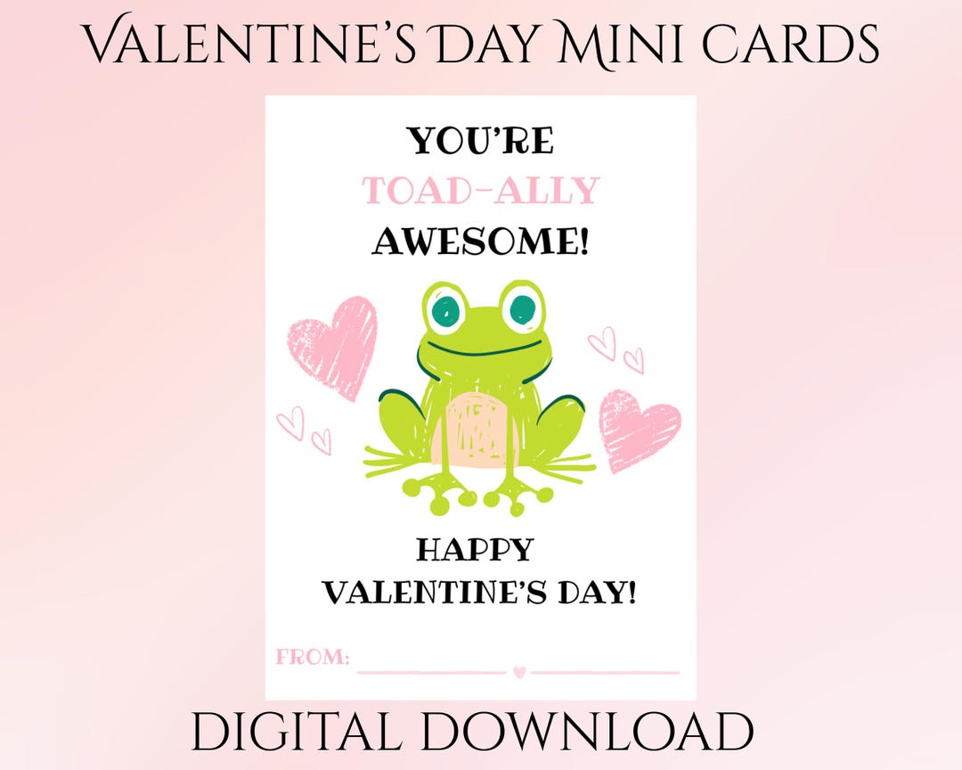 Toad-ally Valentine Cards | Printable Frog Classroom Exchange (digital ...