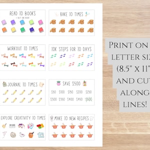 Printable Goal Punch Cards: Habit Tracker, Fitness, Savings (digital ...
