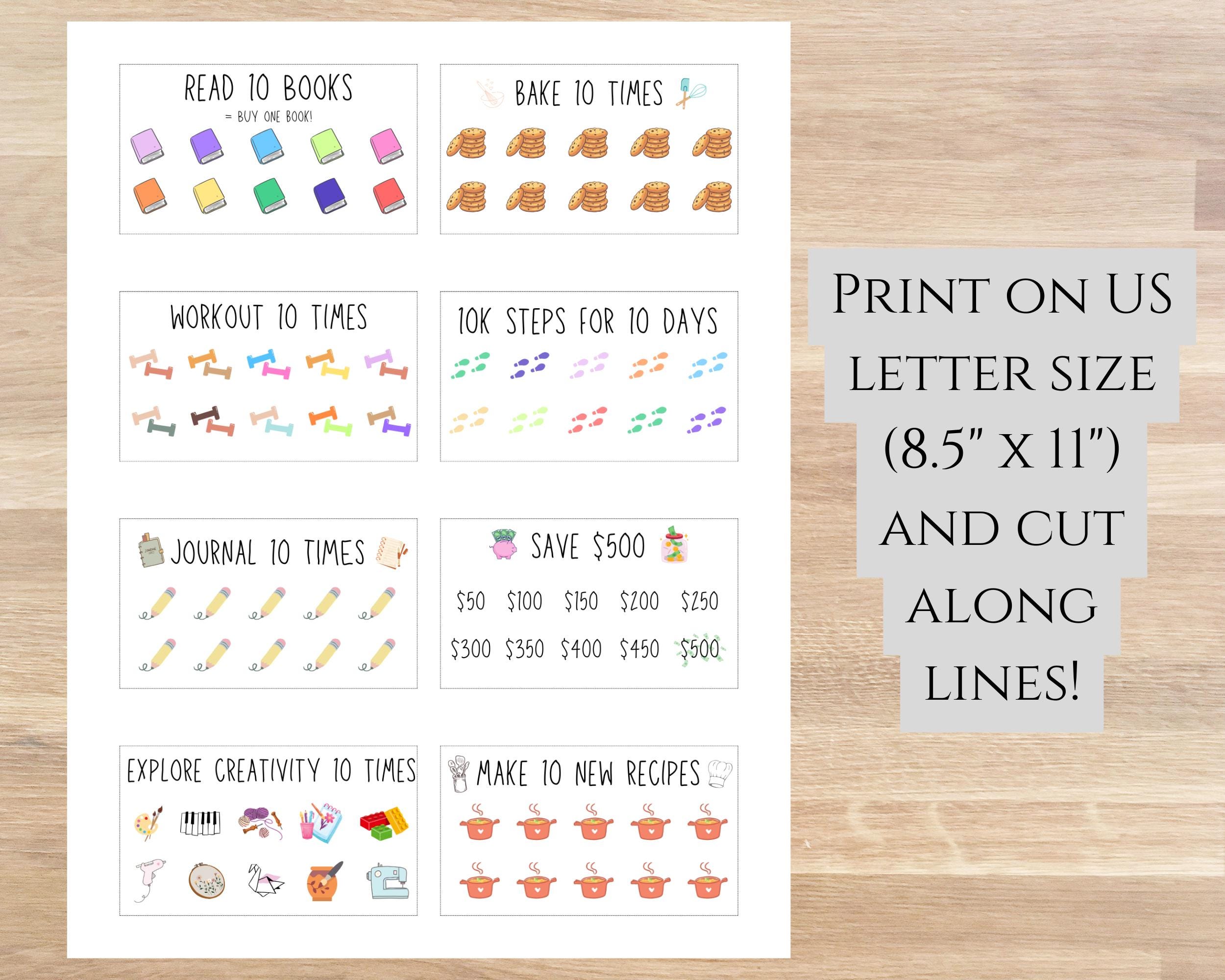 Printable Goal Punch Cards: Habit Tracker, Fitness, Savings (digital ...
