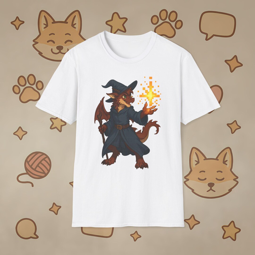 Furry Dragon Wizard T-shirt | Cute Fursuit Art Tee | Kawaii Furry Merch ...