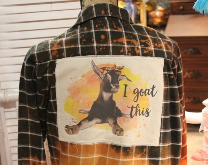 Small I Goat This Flannel Shirt Gold Orange and Green - Etsy