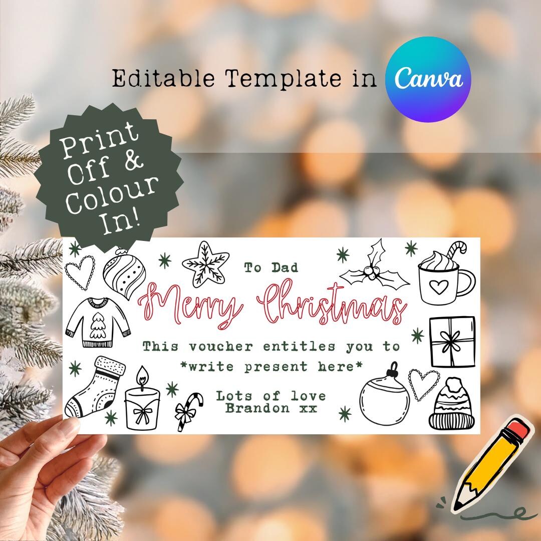 Personalised Christmas Voucher: Color-in Gift (digital Download) - Etsy