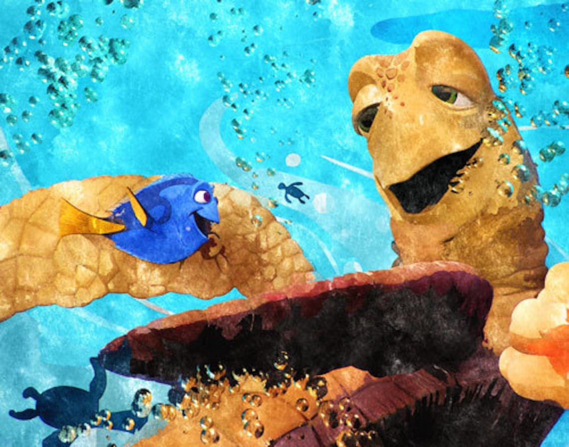 Dory and Crush Disney Finding Nemo 8 X 10 11x14 or 16x20 Digital ...