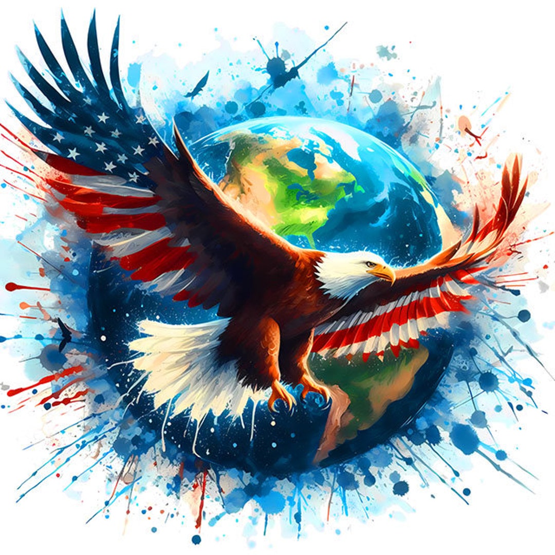 Soaring American Bald Eagle in Flight Original Digital Painting Art ...
