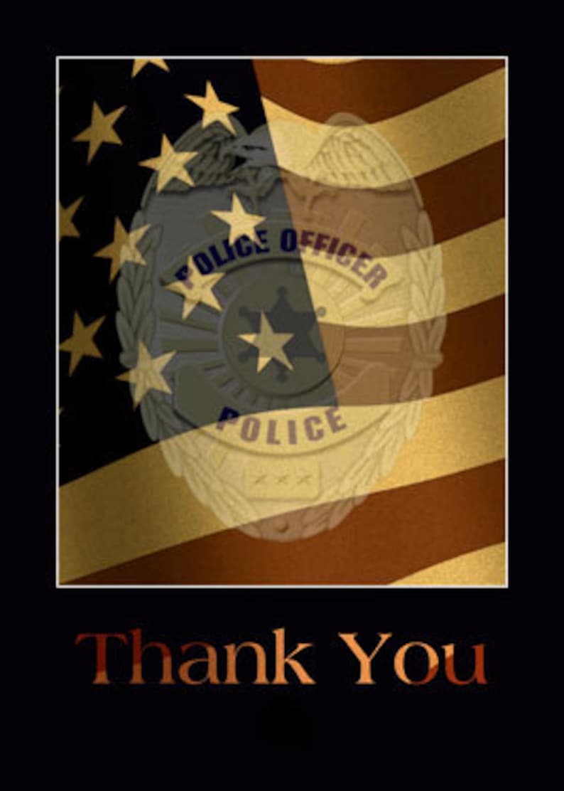 Thank You Police Law Enforcement Greeting Card Instant File Download ...