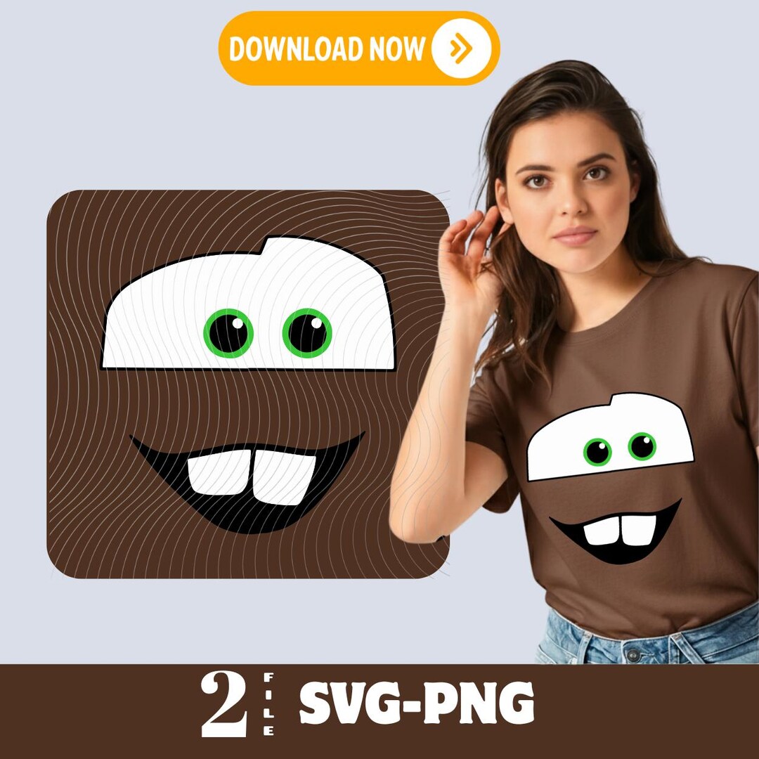 Tow Mater Face SVG PNG Clipart Logo, Cars SVG, Mate Sublimation Tow ...
