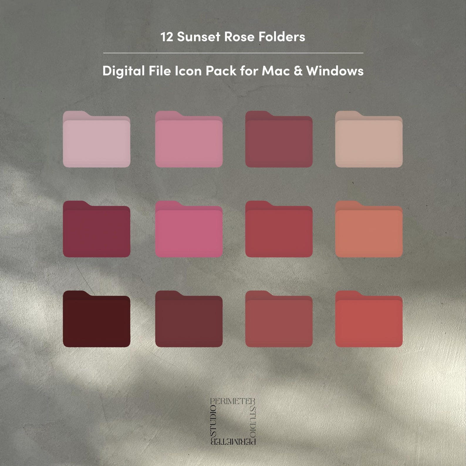Sunset Rose Folder Icons | Aesthetic Desktop Organizer Icons | Digital ...