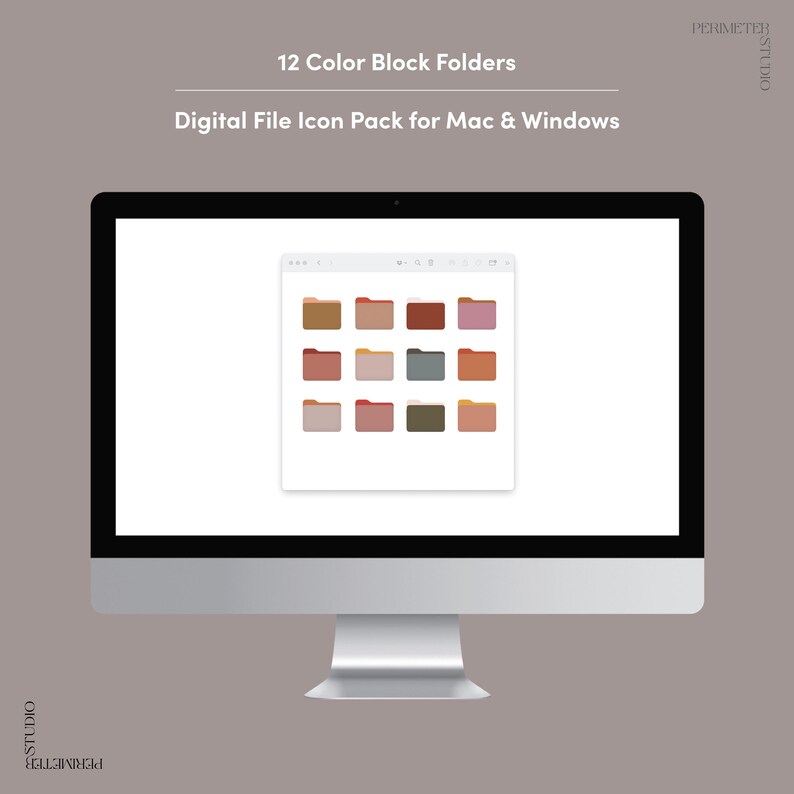 Color Block Folder Icons | Aesthetic Desktop Organizer Icons | Digital ...