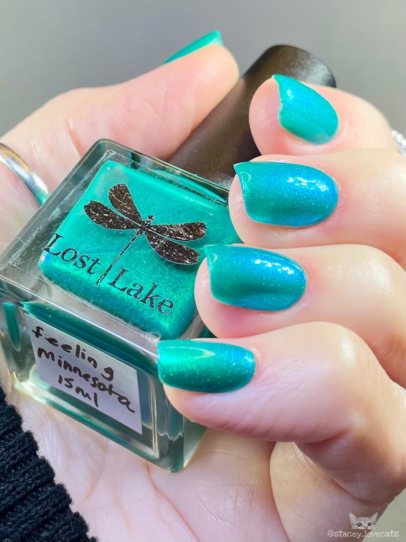 Feeling Minnesota ~ True Teal Auroral Shimmer Nail Polish - Etsy