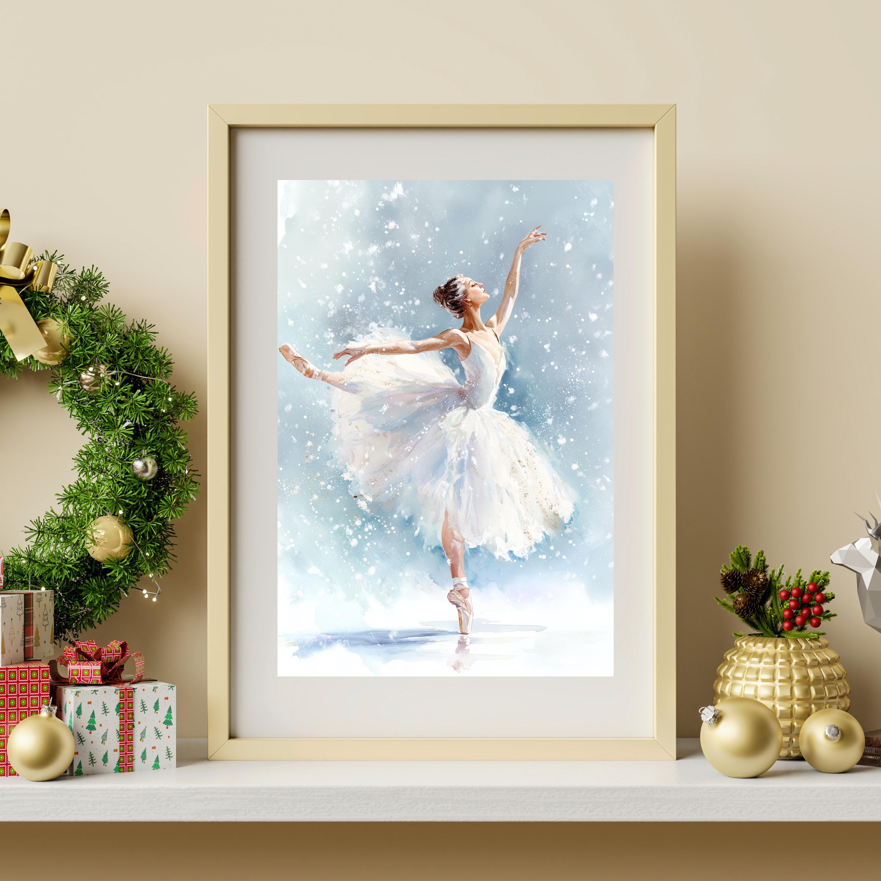 Winter Ballerina Watercolor Print, Snowflake Dance Wall Art, Ballet ...