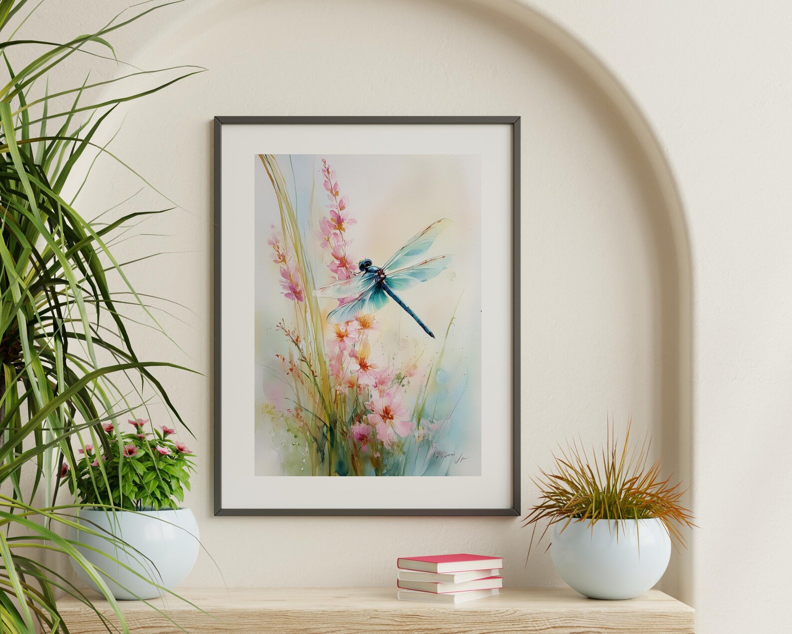Blue Dragonfly Watercolor Print • Nature Wall Art • Modern Botanical ...