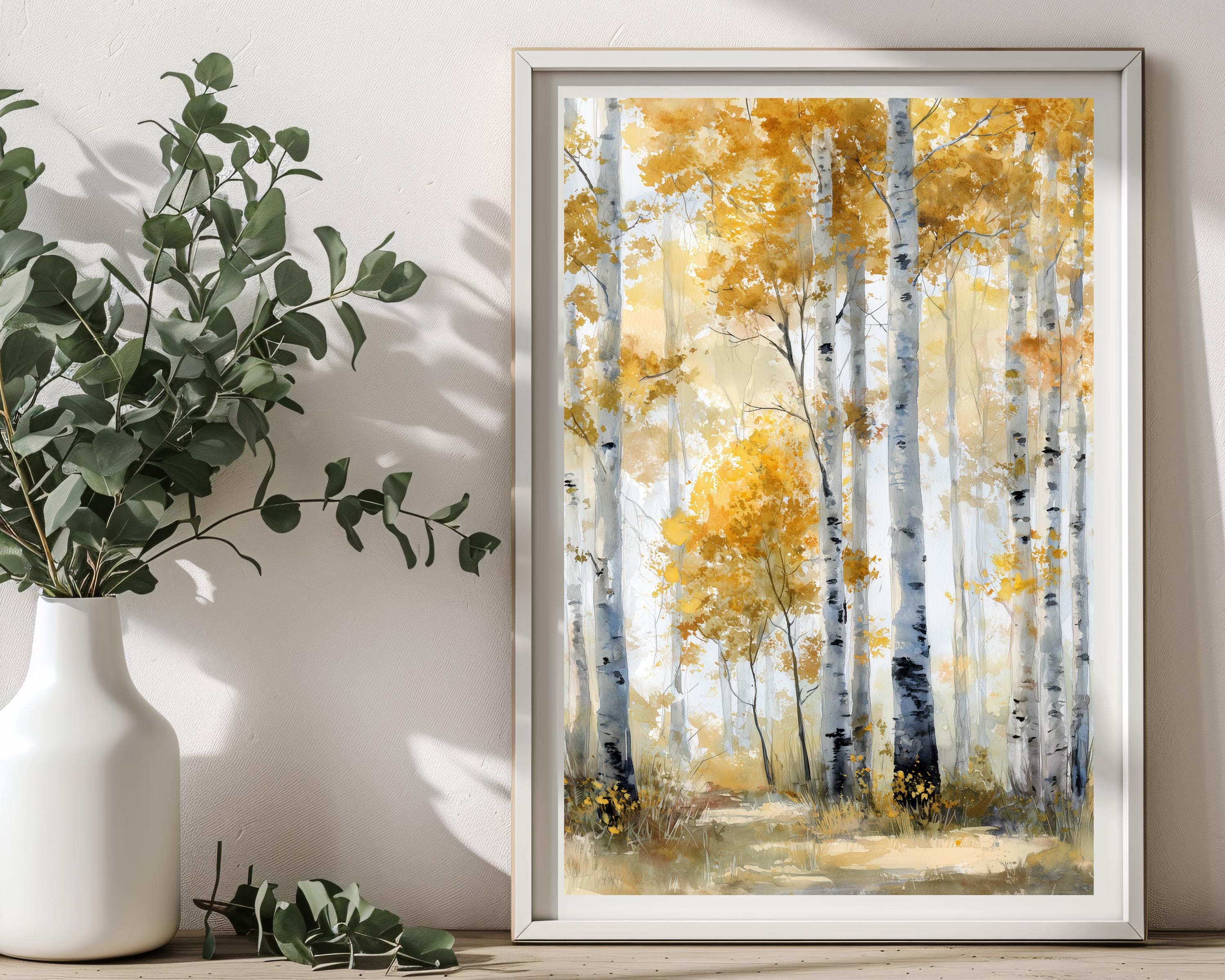 Aspen Trees Watercolor Print: Colorado Autumn Forest Wall Art - Etsy