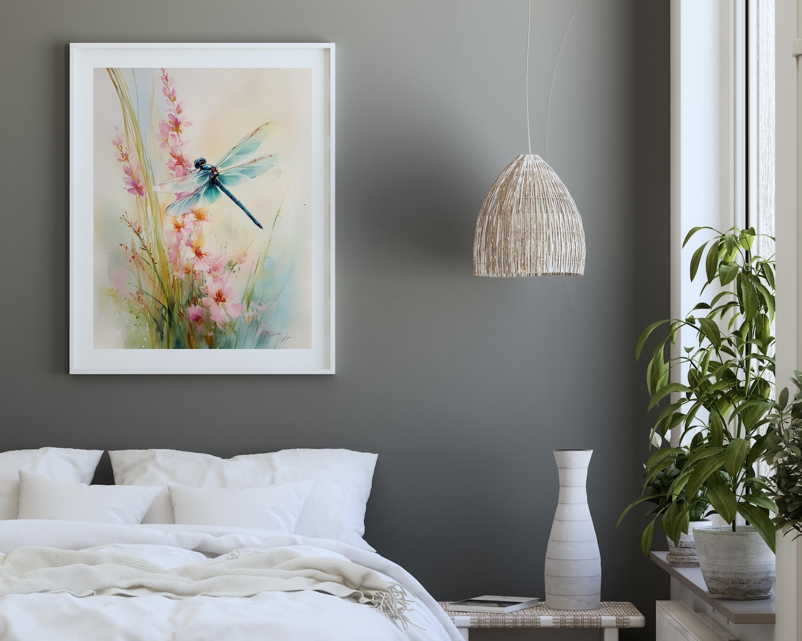Blue Dragonfly Watercolor Print • Nature Wall Art • Modern Botanical ...