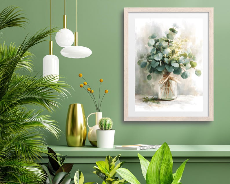 Eucalyptus Watercolor Print, Minimalist Botanical Wall Art, Greenery ...