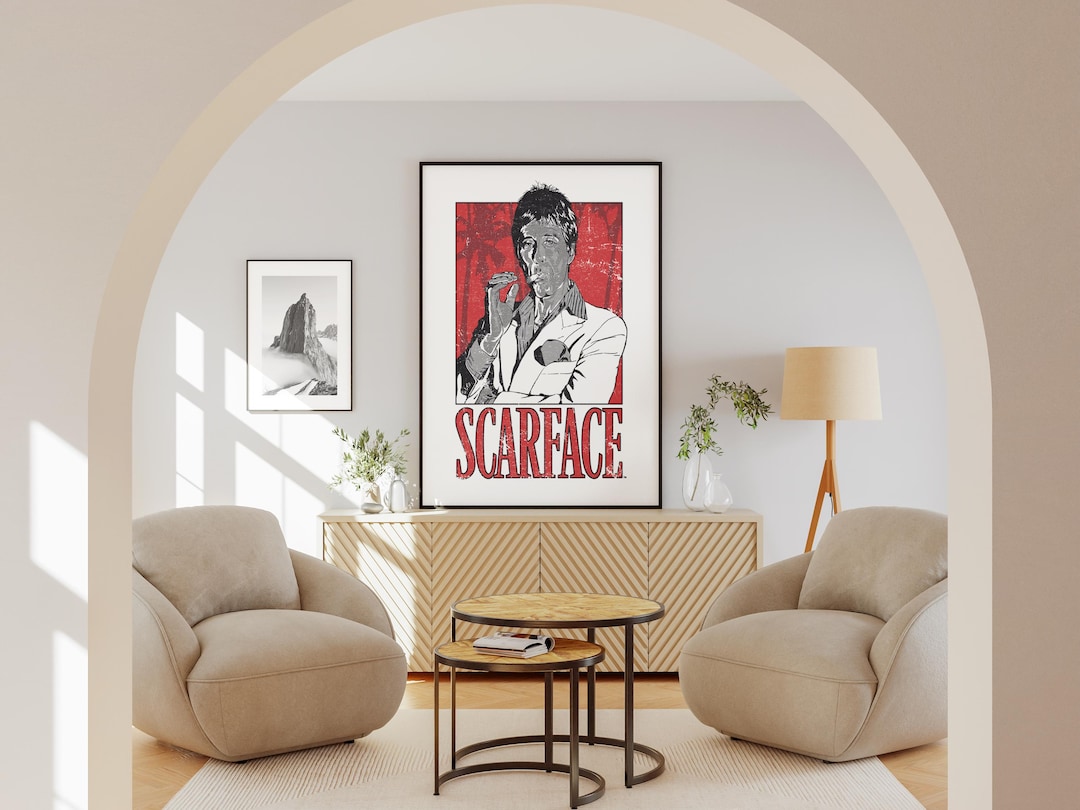 Scarface Movie Poster, Vintage Abstract Art Print | Mid Century Wall ...