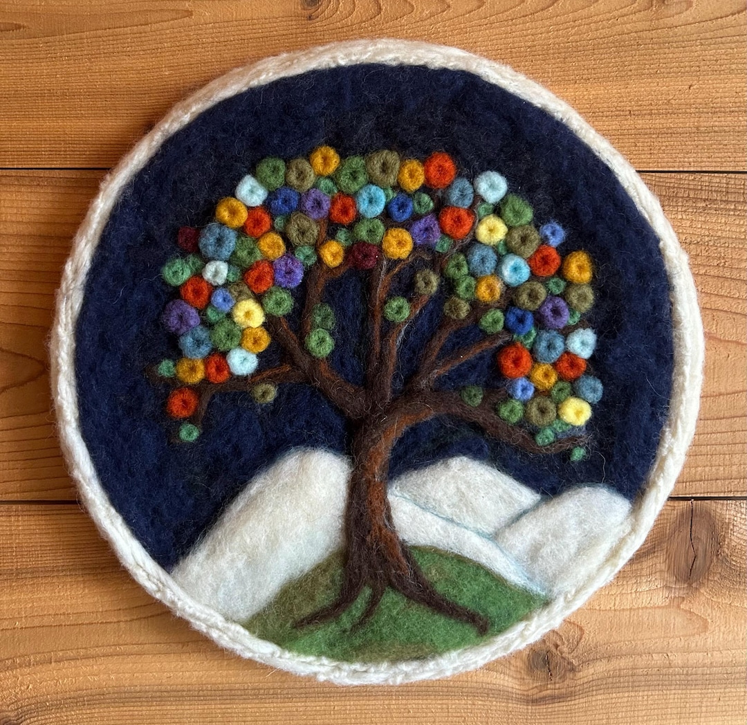 Tree of Life Needle Felted Fiber Art Painting - Etsy