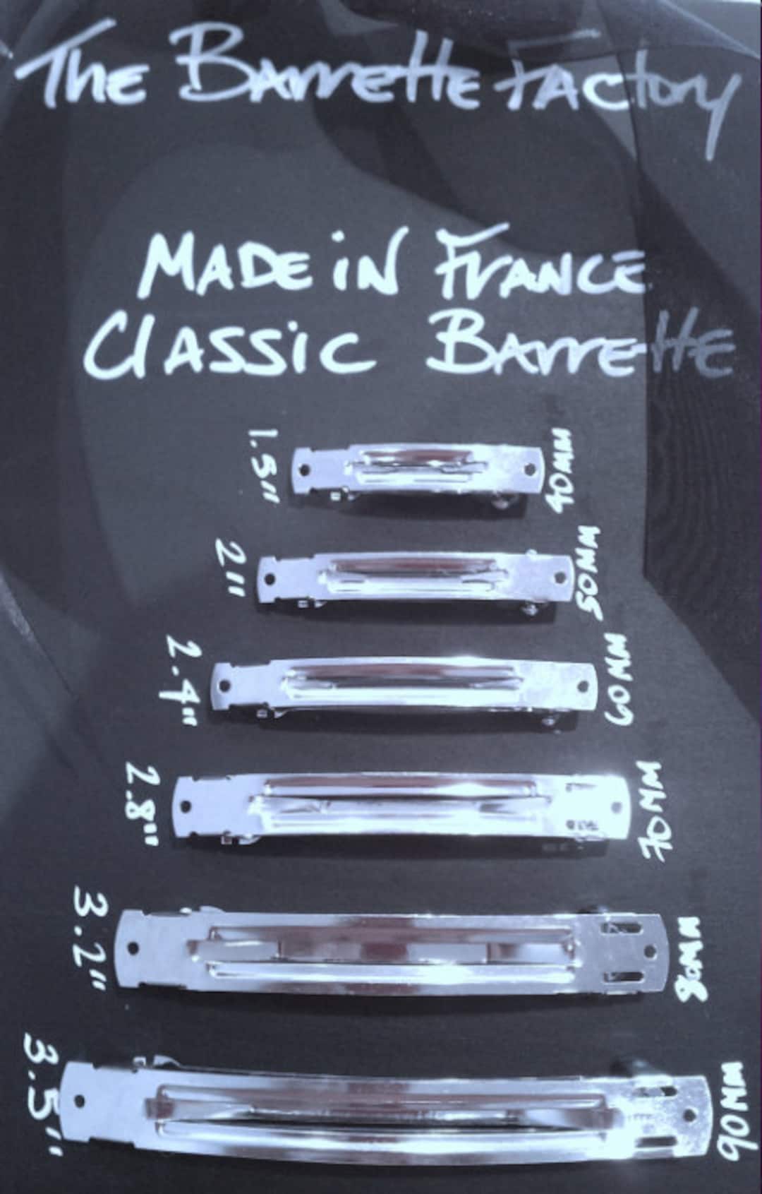 12 Silver 40 Mm HAIR BARRETTE 'made in France' Automatic Barrette Blank ...