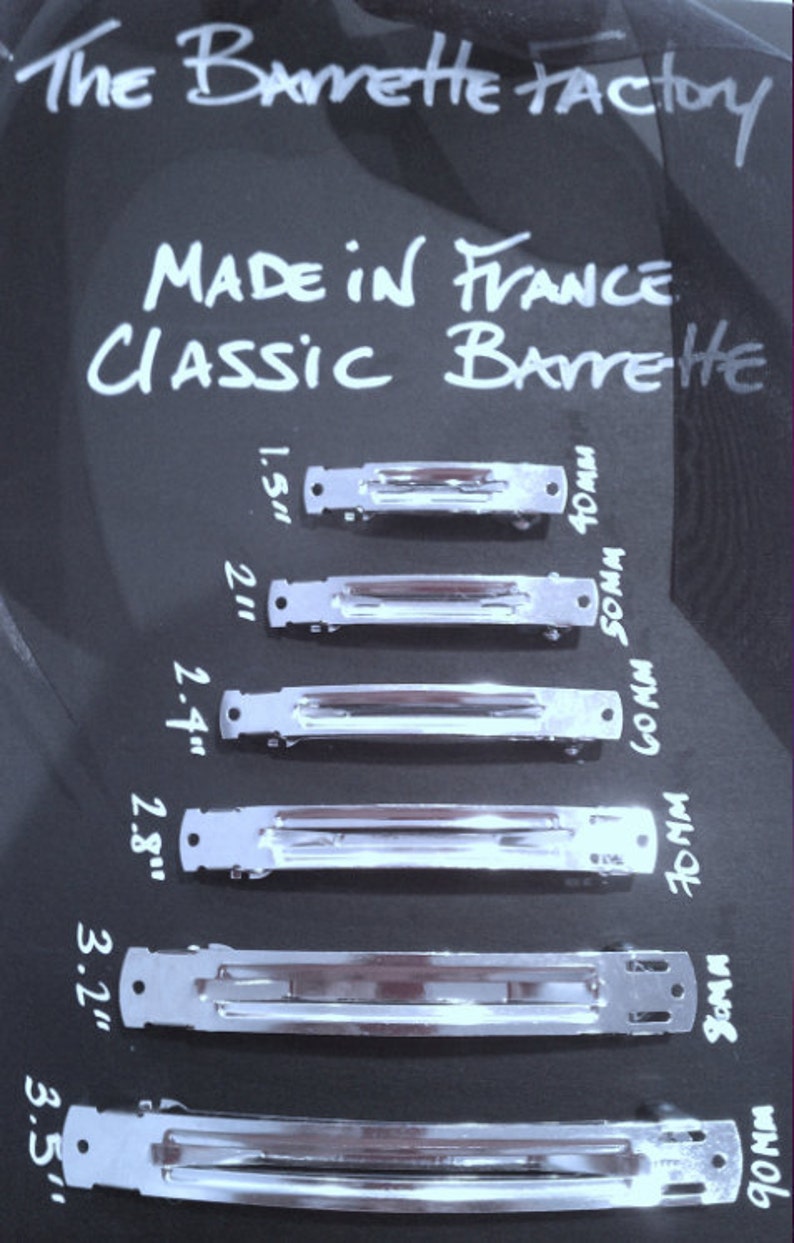 12 Silver 50 Mm HAIR BARRETTE 'made in France' Automatic Barrette Blank ...