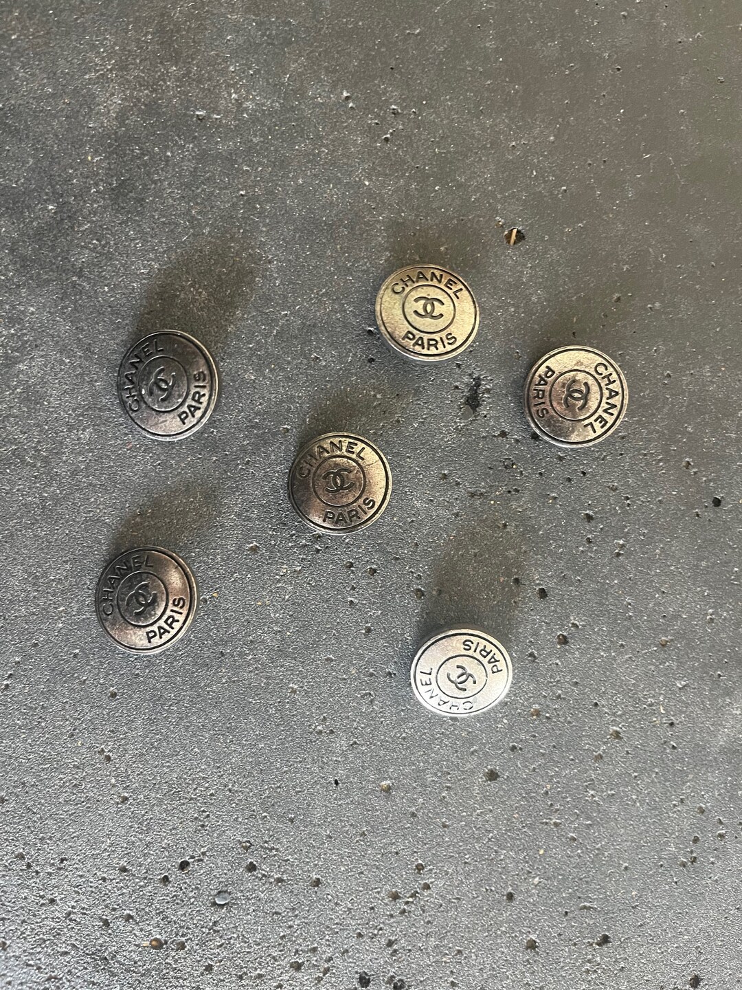 One Vintage CHANEL CC PARIS Buttons Silver Featured Buttons Circa 1990 ...