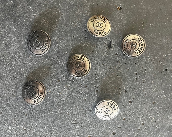 One Vintage CHANEL CC PARIS Buttons Silver Featured Buttons Circa 1990 ...