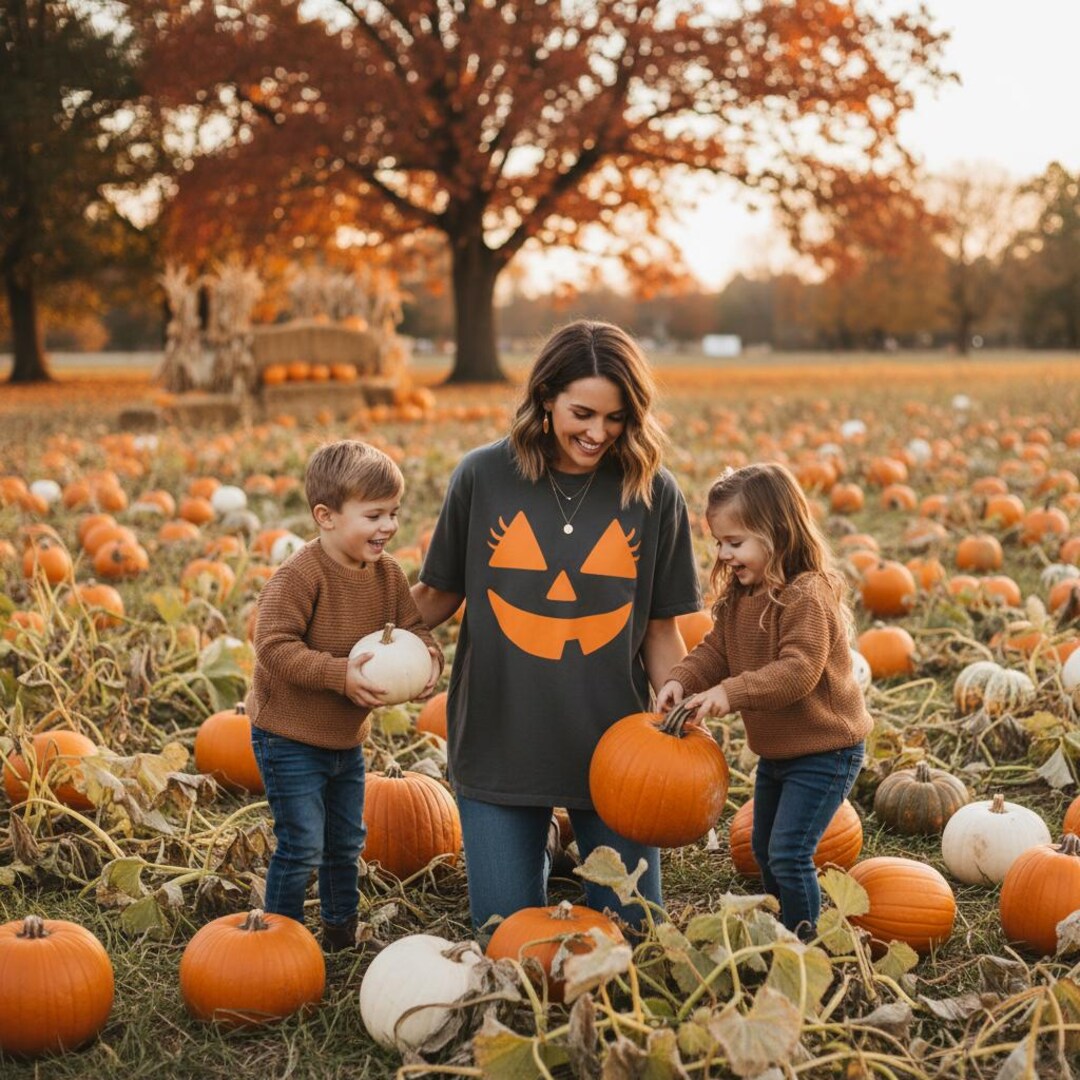 Halloween Pumpkin Face BOXY T-shirt | Drop Shoulder Jack-o-lantern Tee ...