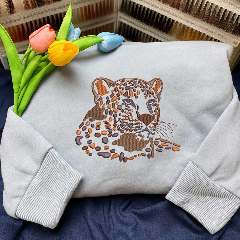 Leopard Head Embroidery Design, Jungle Animal Embroidery, Big Cat ...
