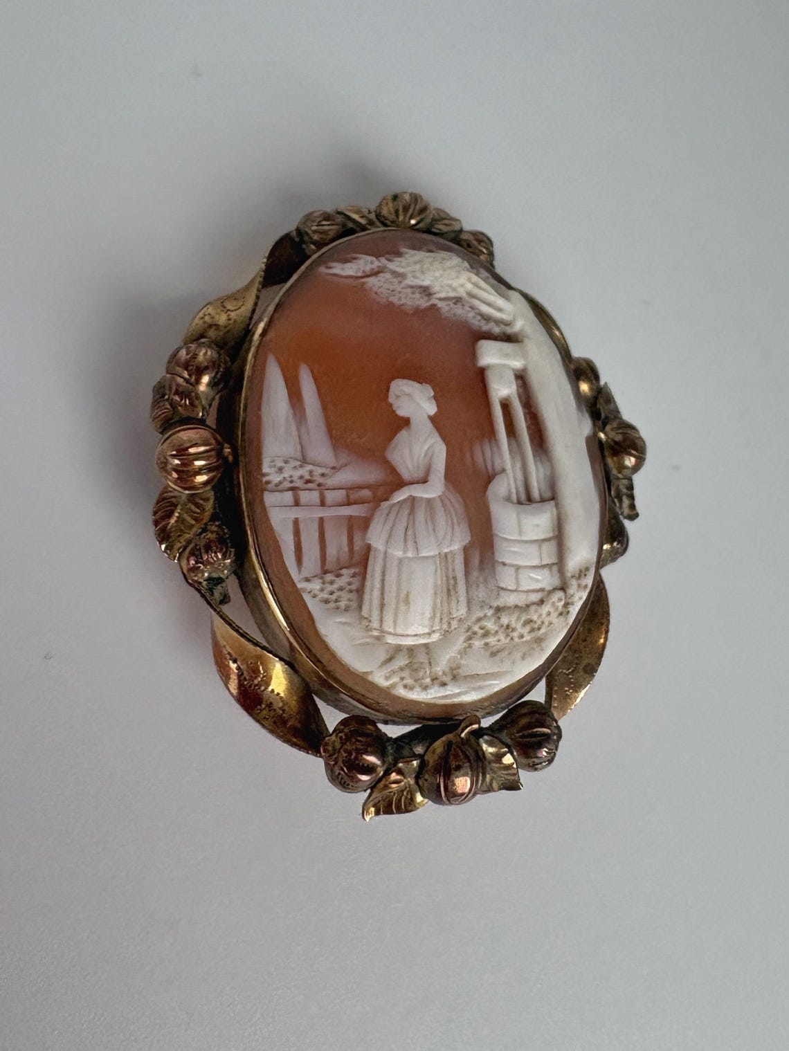 Victorian 10k Gold Cameo Brooch • Hand Carved Shell • Rebecca at the ...