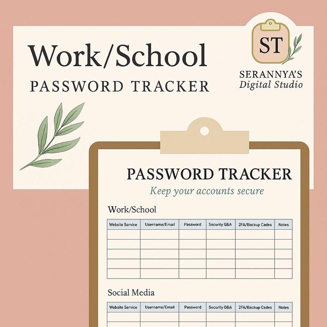 Digital Downloadable Password Tracker - Etsy