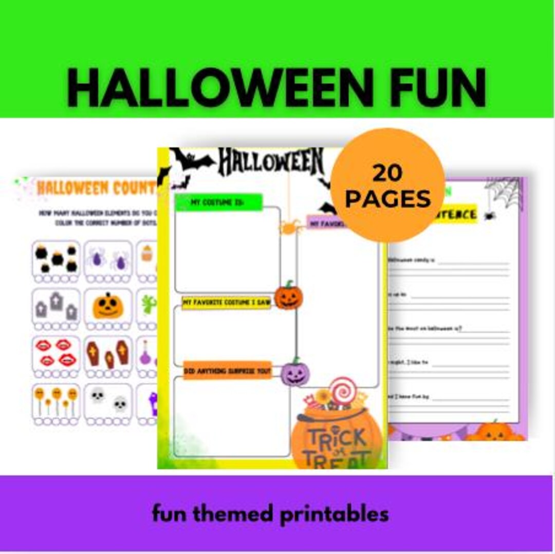 Halloween Activity Worksheets: 20-page Printable Pack (PDF) - Etsy