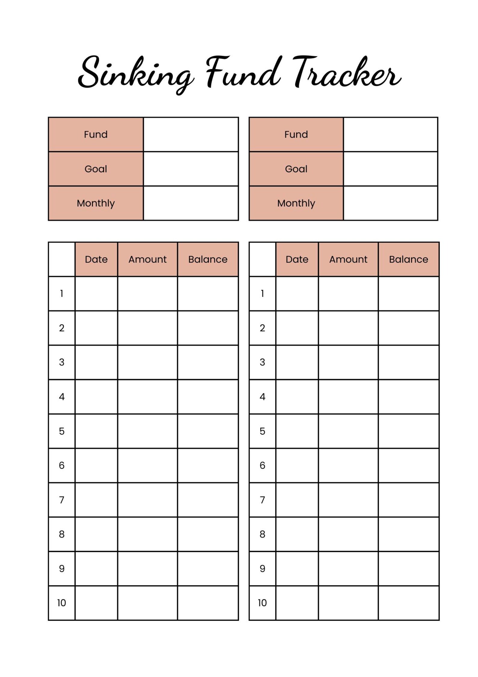 Sinking Funds Tracker Printable: Savings Goal Template (digital PDF ...