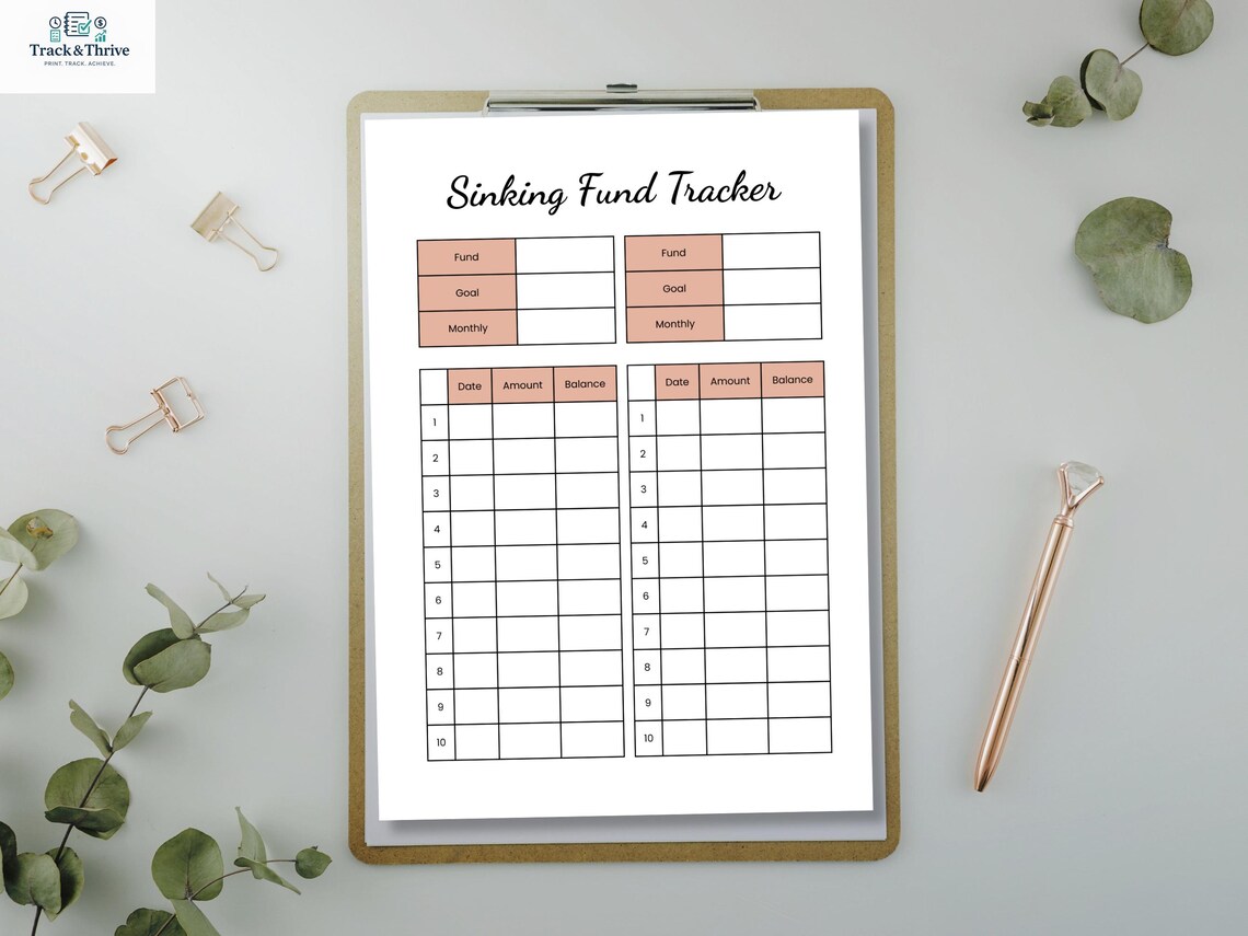 Sinking Funds Tracker Printable: Savings Goal Template (digital PDF ...