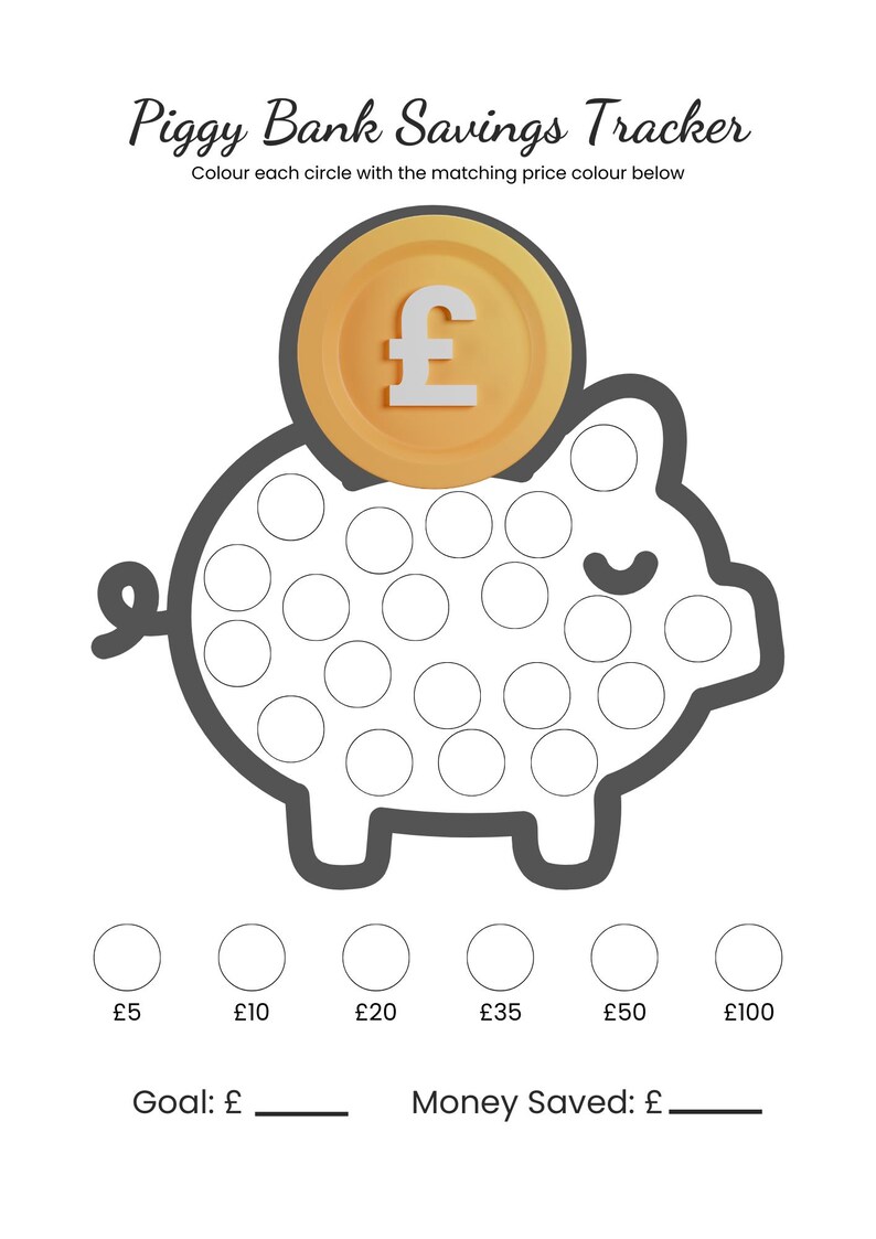 Piggy Bank Savings Tracker: Printable Money Saving Challenge (digital ...