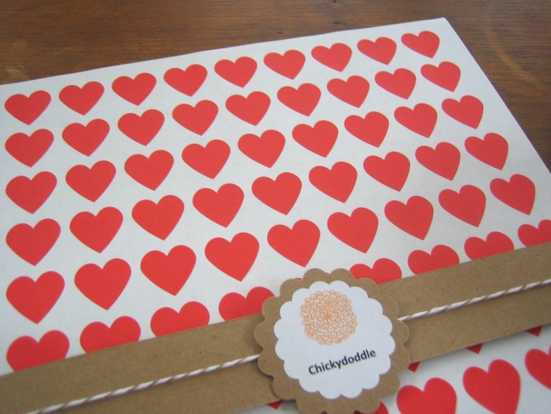 Heart Sticker Red Heart Sticker Mini Heart Stickers Set | Etsy