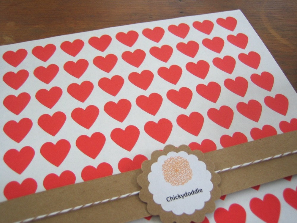 Heart Sticker Red Heart Sticker Mini Heart Stickers Set - Etsy