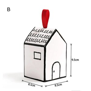 Set of 12 Cute House Gift Boxes Black and White Favor Boxes With Red ...