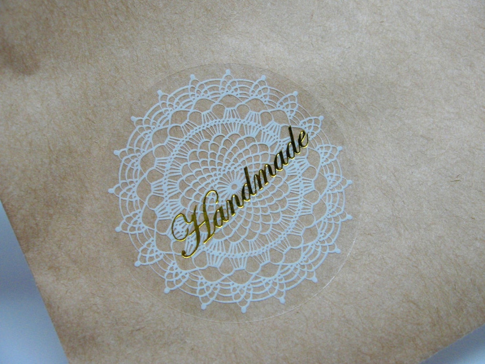 Round Lace Handmade Sticker White Lace Gold Foil Sticker: Set - Etsy